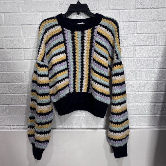 Zara | Sweaters | Zara Colorful Striped Crew Neck Sweater | Poshmark